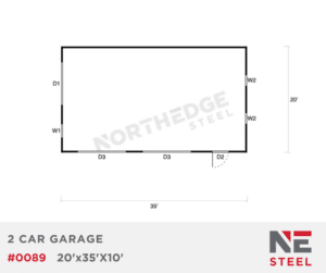 20'x35'x10' Steel Garage - Northedge Steel