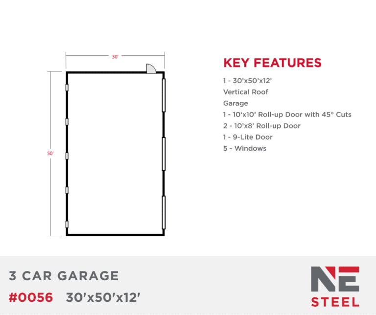 30'x50'x12' Steel Garage - Northedge Steel
