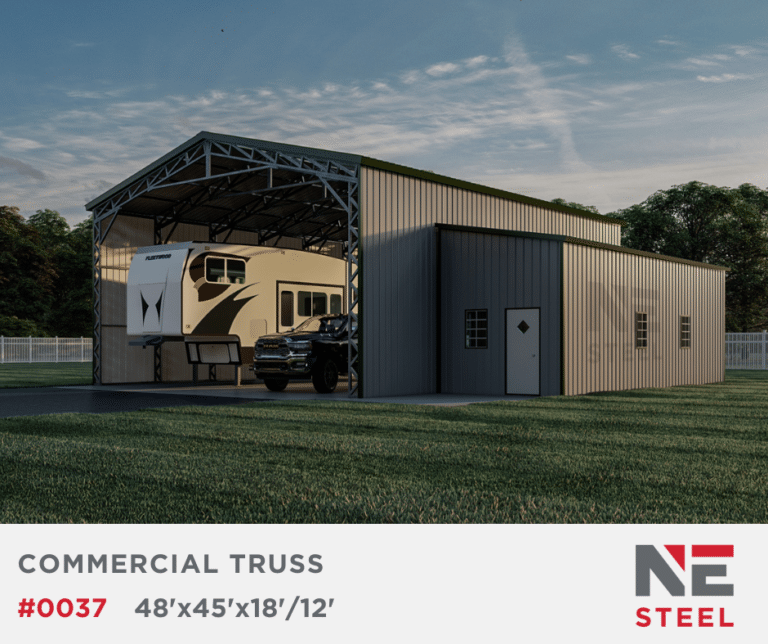 48'x45'x18'/12 Clear Span Truss w/ Storage - Northedge Steel